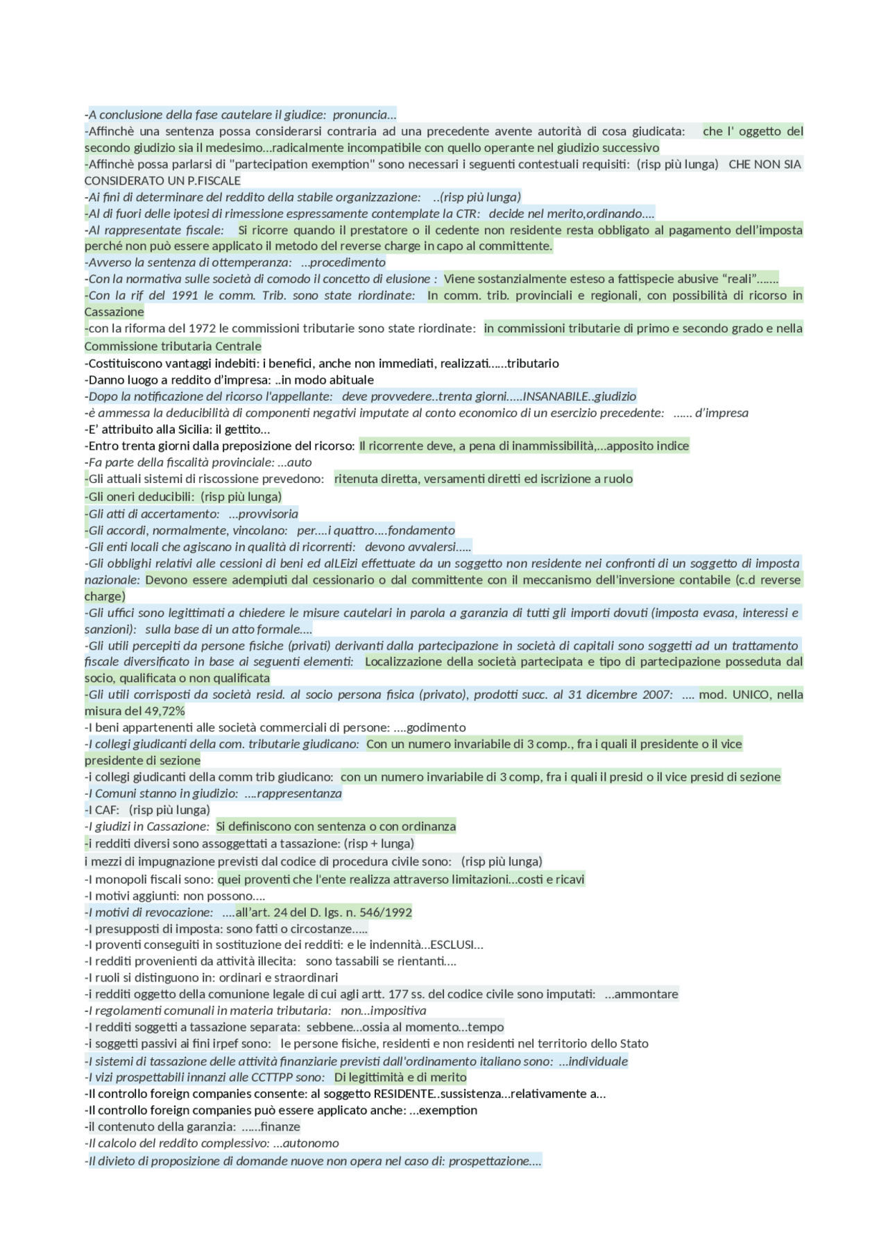 Pegaso Risposte Esame Diritto Tributario Docsity