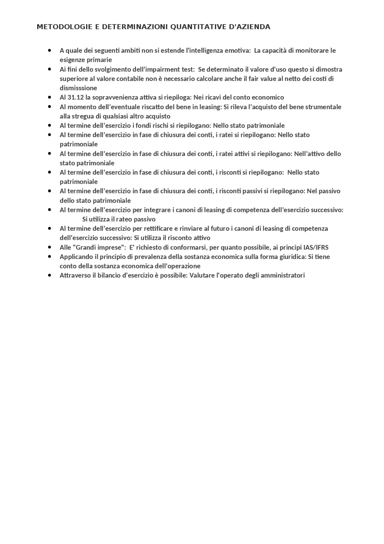 Domande E Risposte Dalla A Alla Z Esame Metodologie E Determinazioni