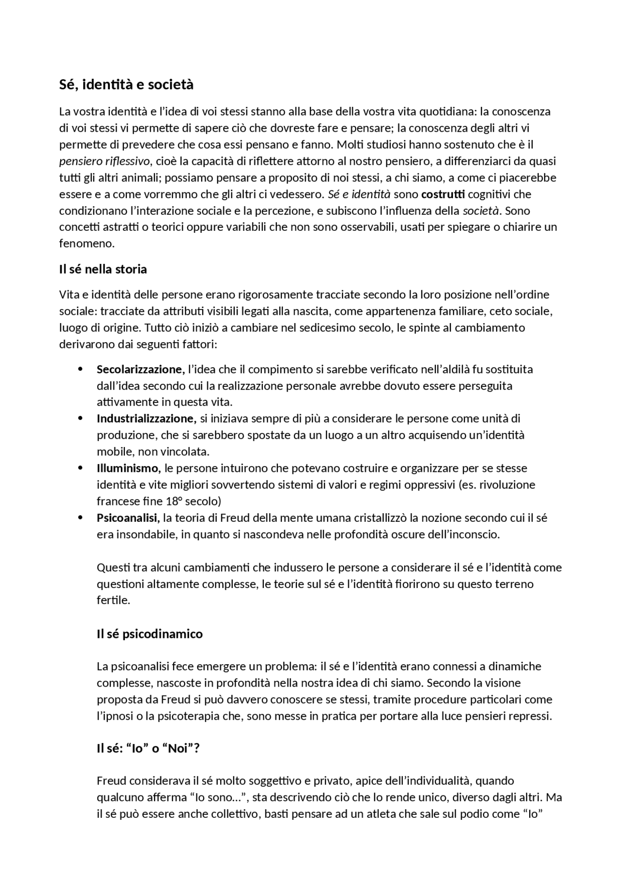 Capitolo 3 Se Identita E Societa Docsity