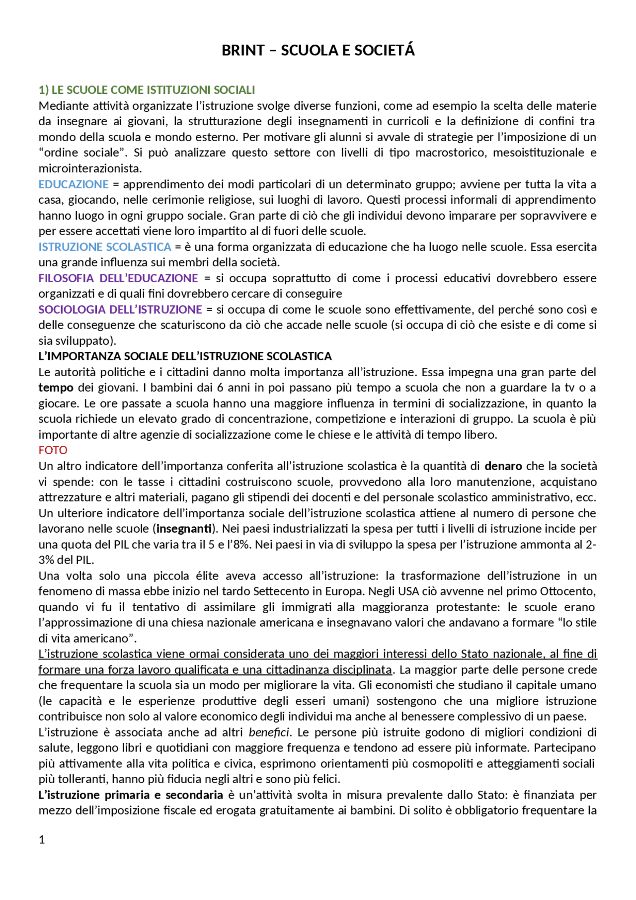 Scuola E Società Brint Docsity
