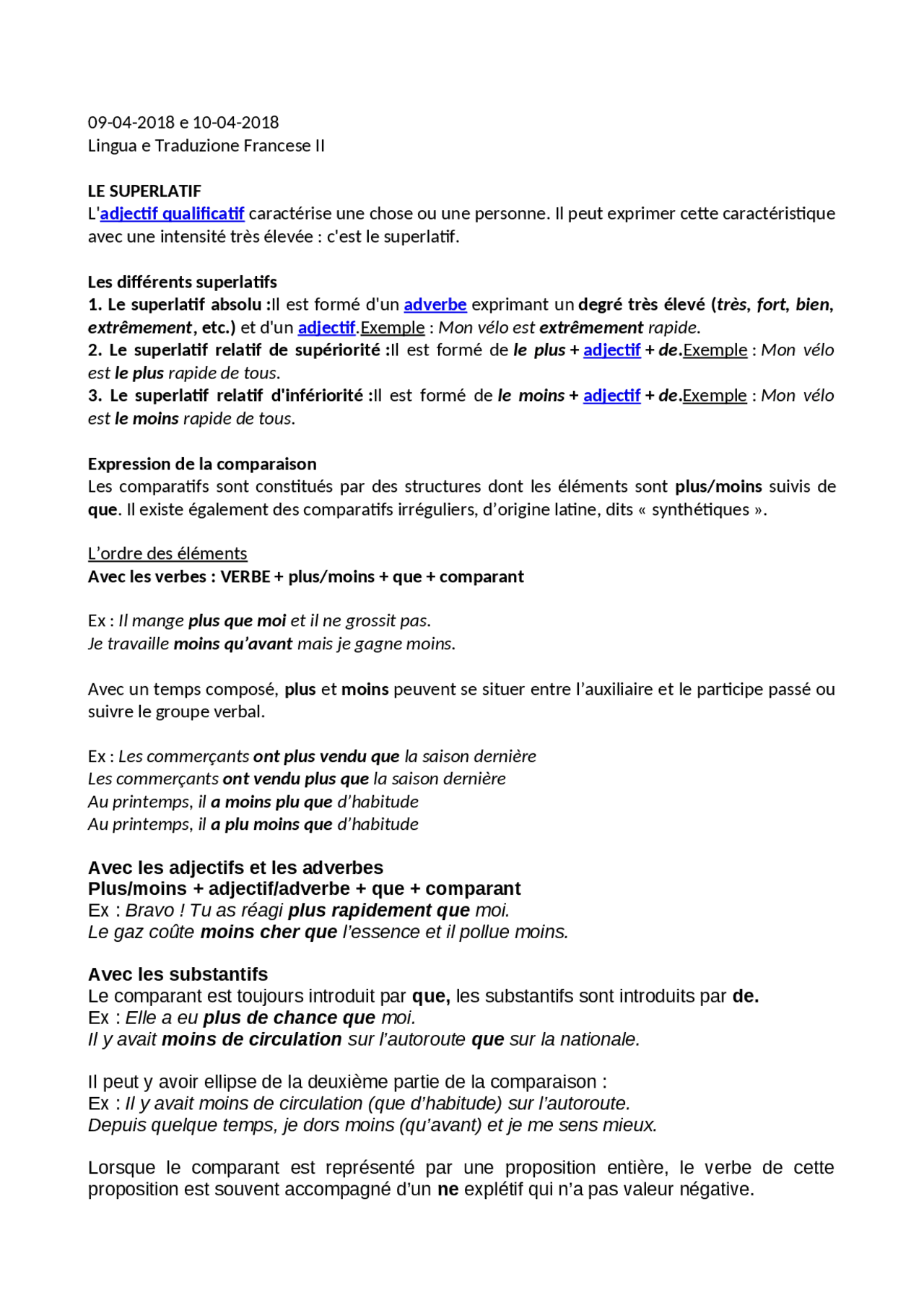 Lingua E Traduzione Francese 2 Docsity