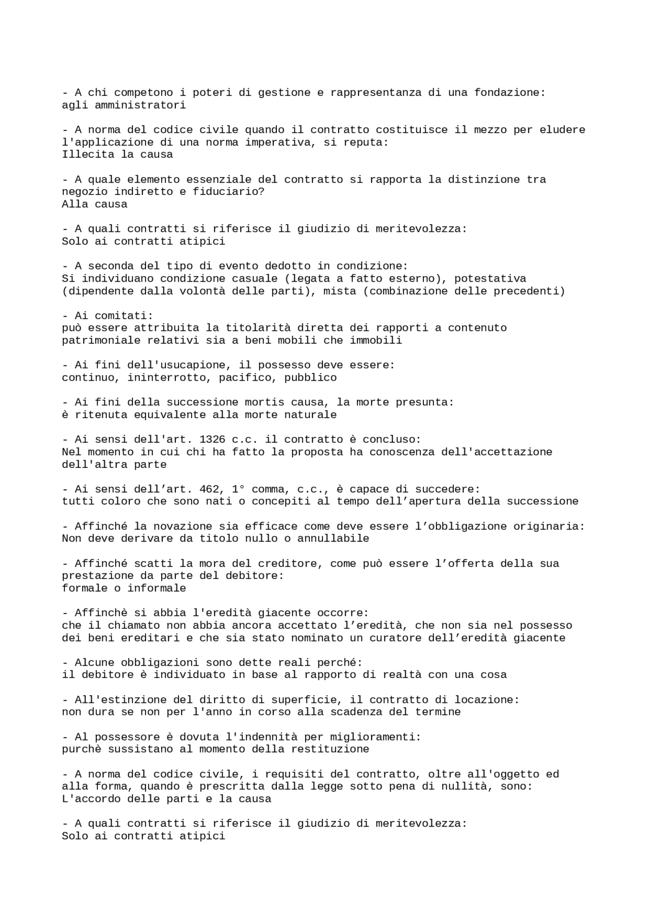Test Istituzioni Di Diritto Privato Pegaso Esercizi Di Diritto