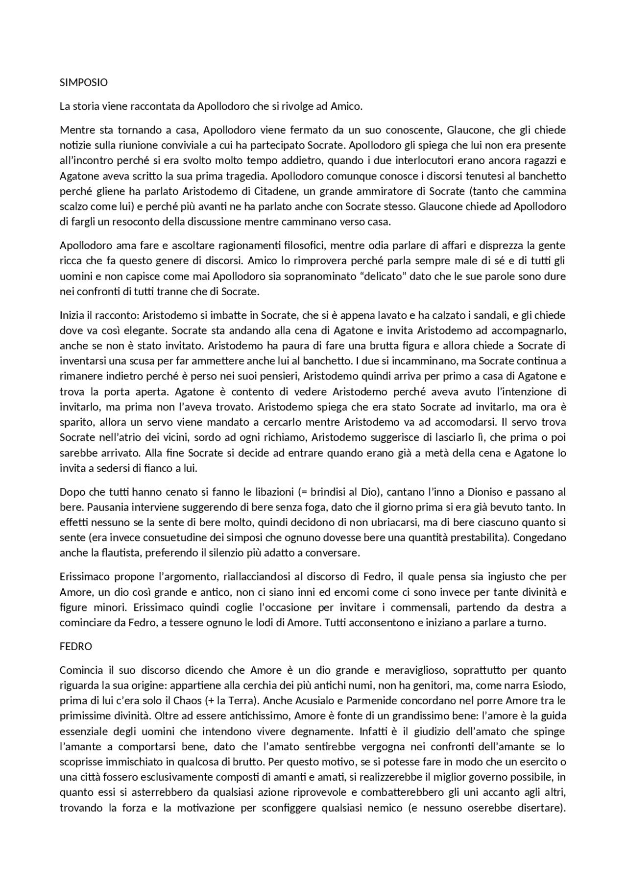 Riassunto Simposio Di Platone Docsity