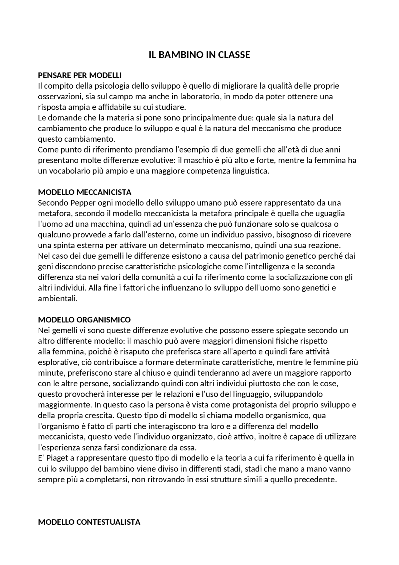 Il Bambino In Classe Docsity