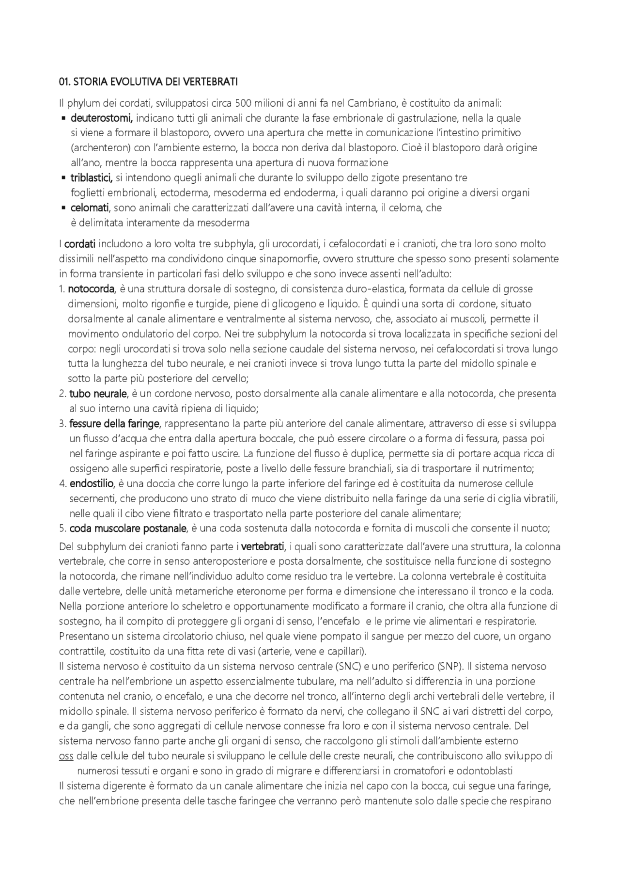 Appunti Di Anatomia Comparata Docsity