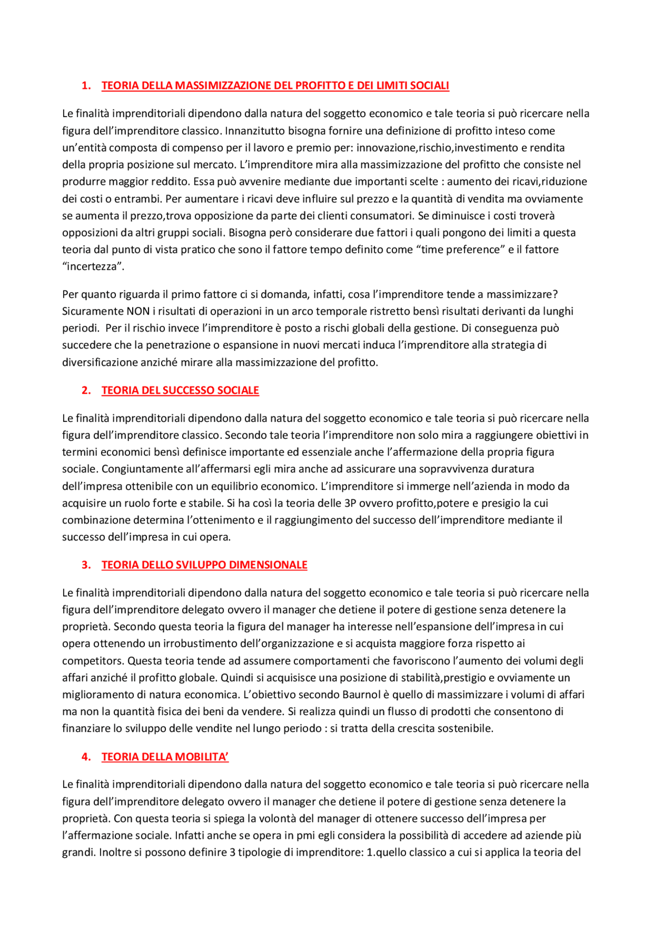 Teorie Imprenditoriali Docsity