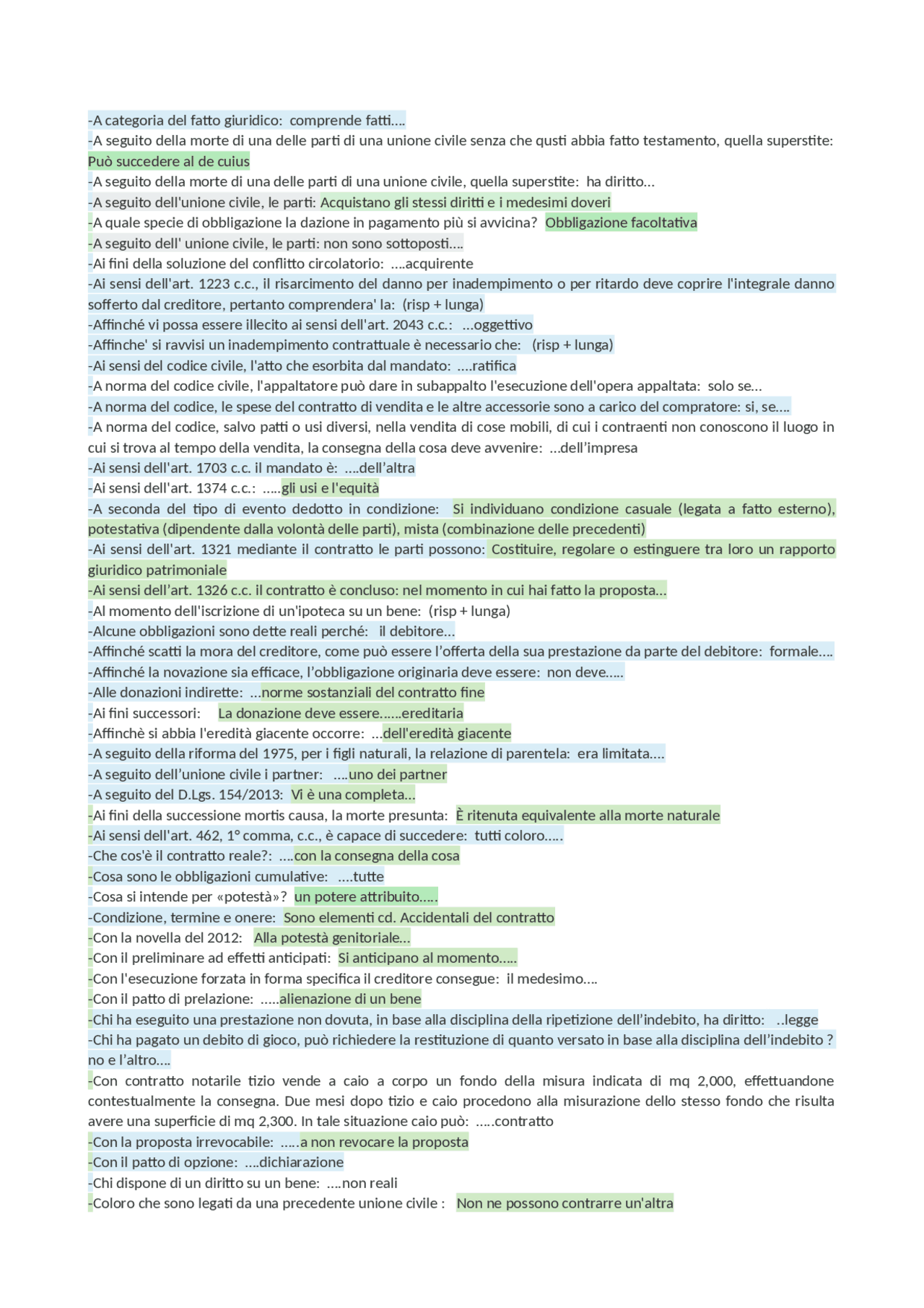 Pegaso Risposte Esame Diritto Privato Docsity
