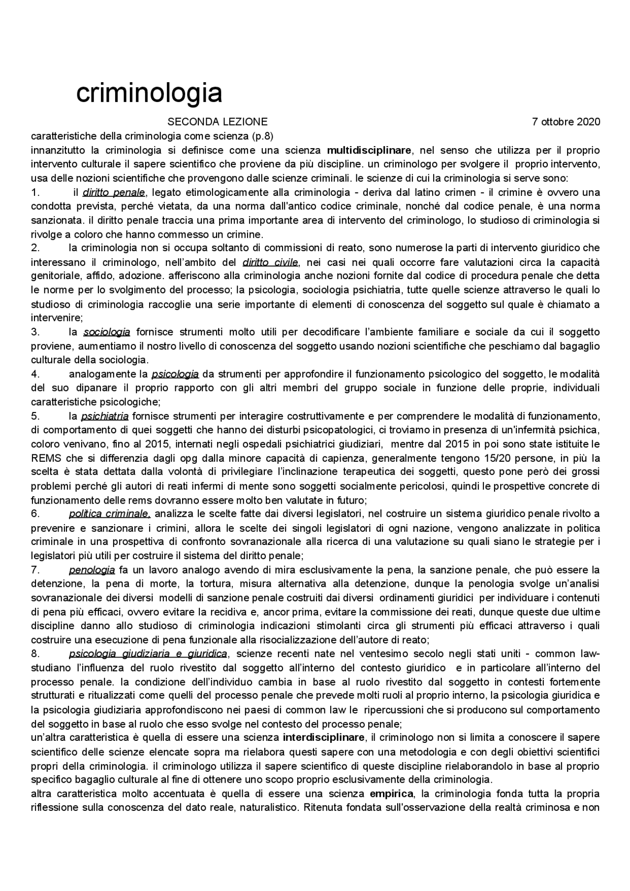 Criminologia Unimore Appunti Di Criminologia Docsity