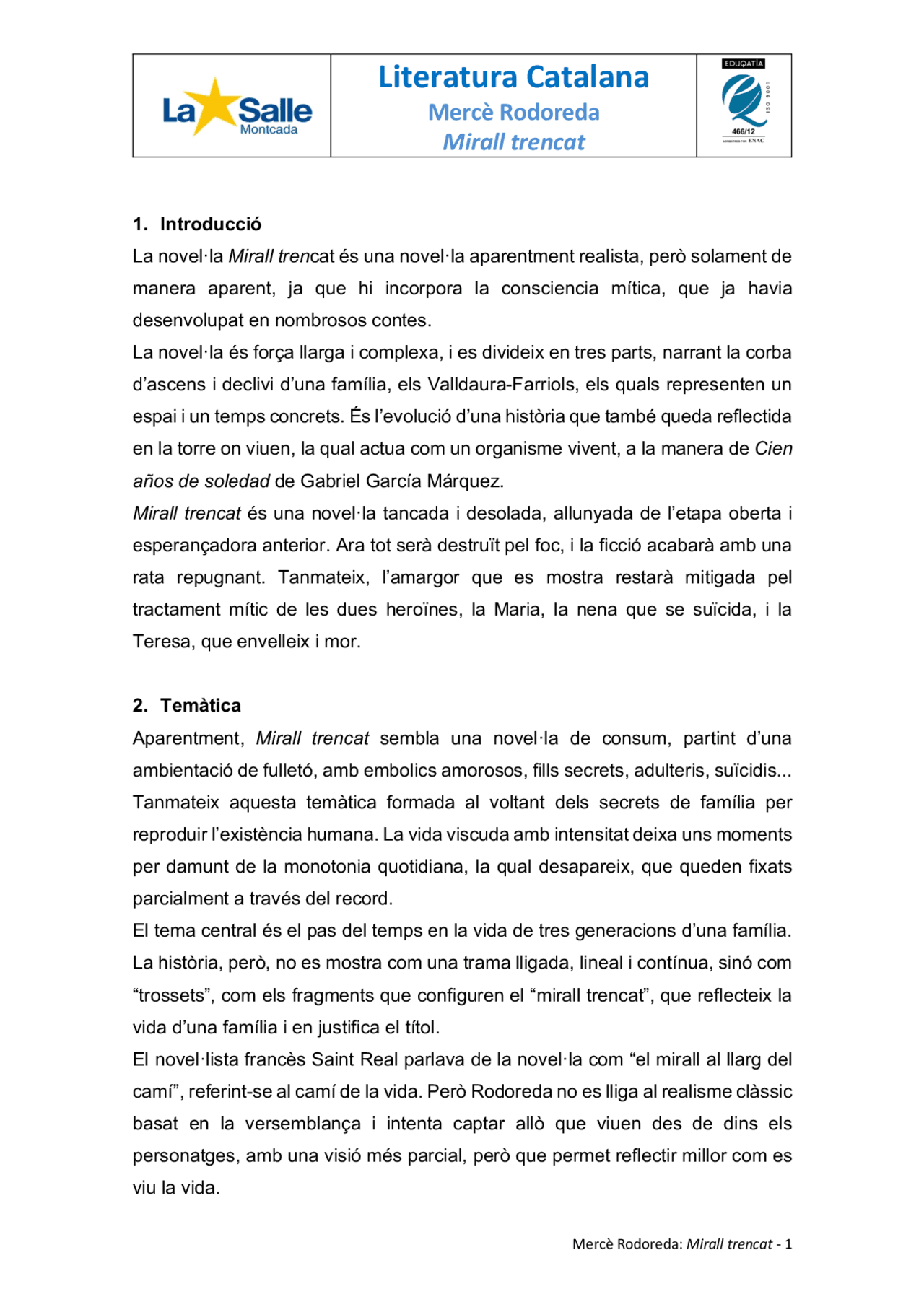 Apuntes Mirall Trencat Docsity
