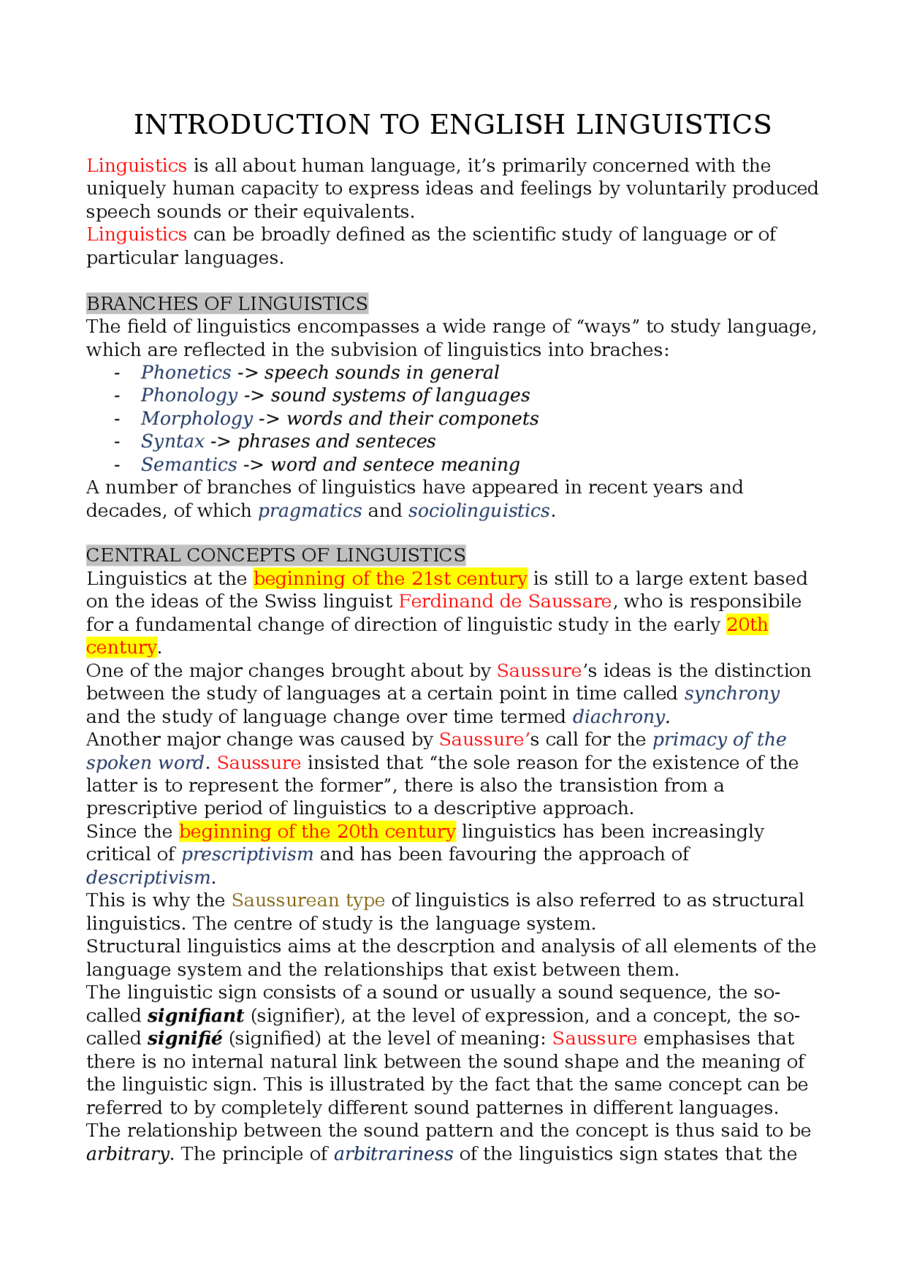 Riassunto Libro Introduction To English Linguistics Docsity