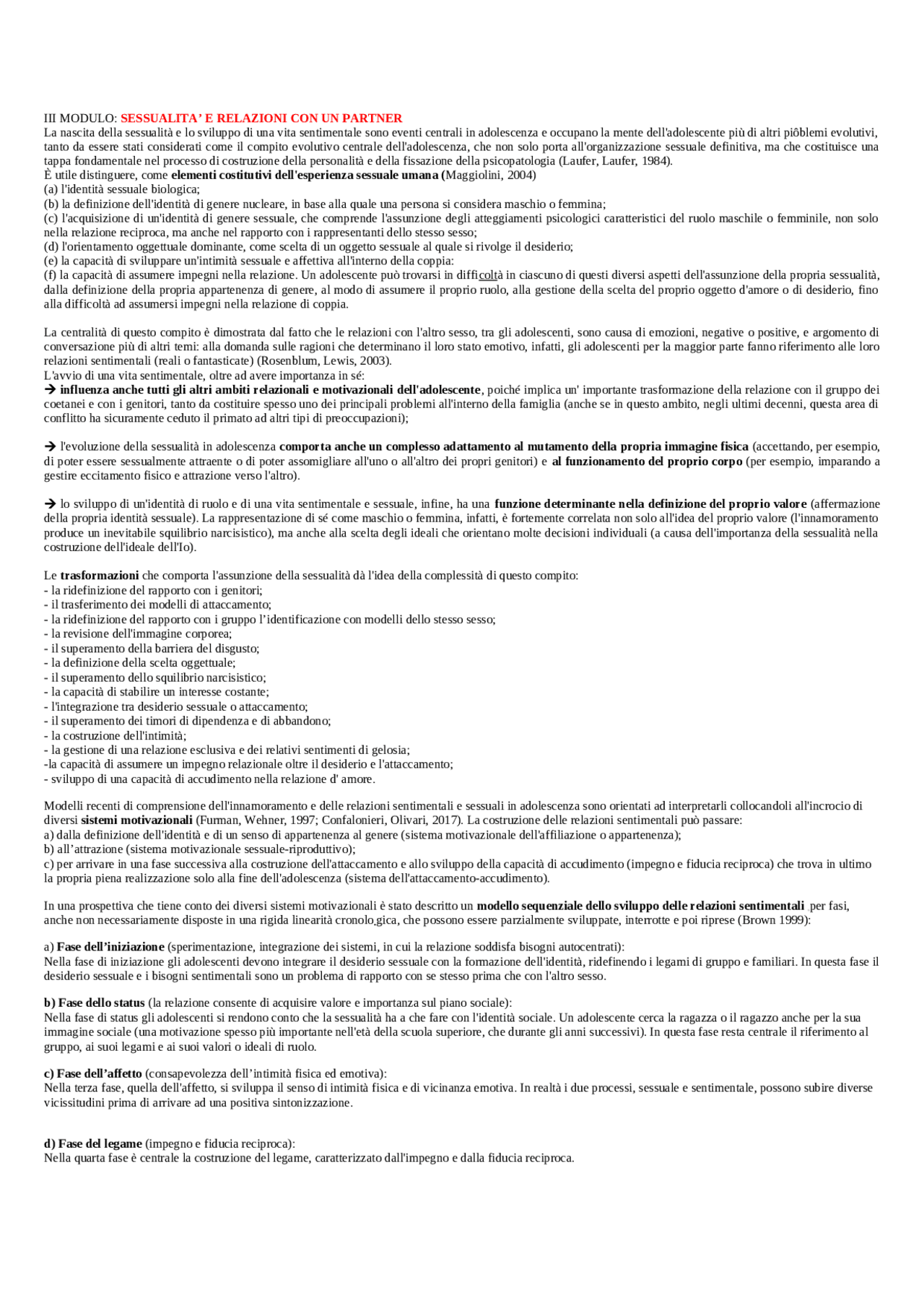 Sessualità E Relazioni Con Il Partner Adolescenza Docsity