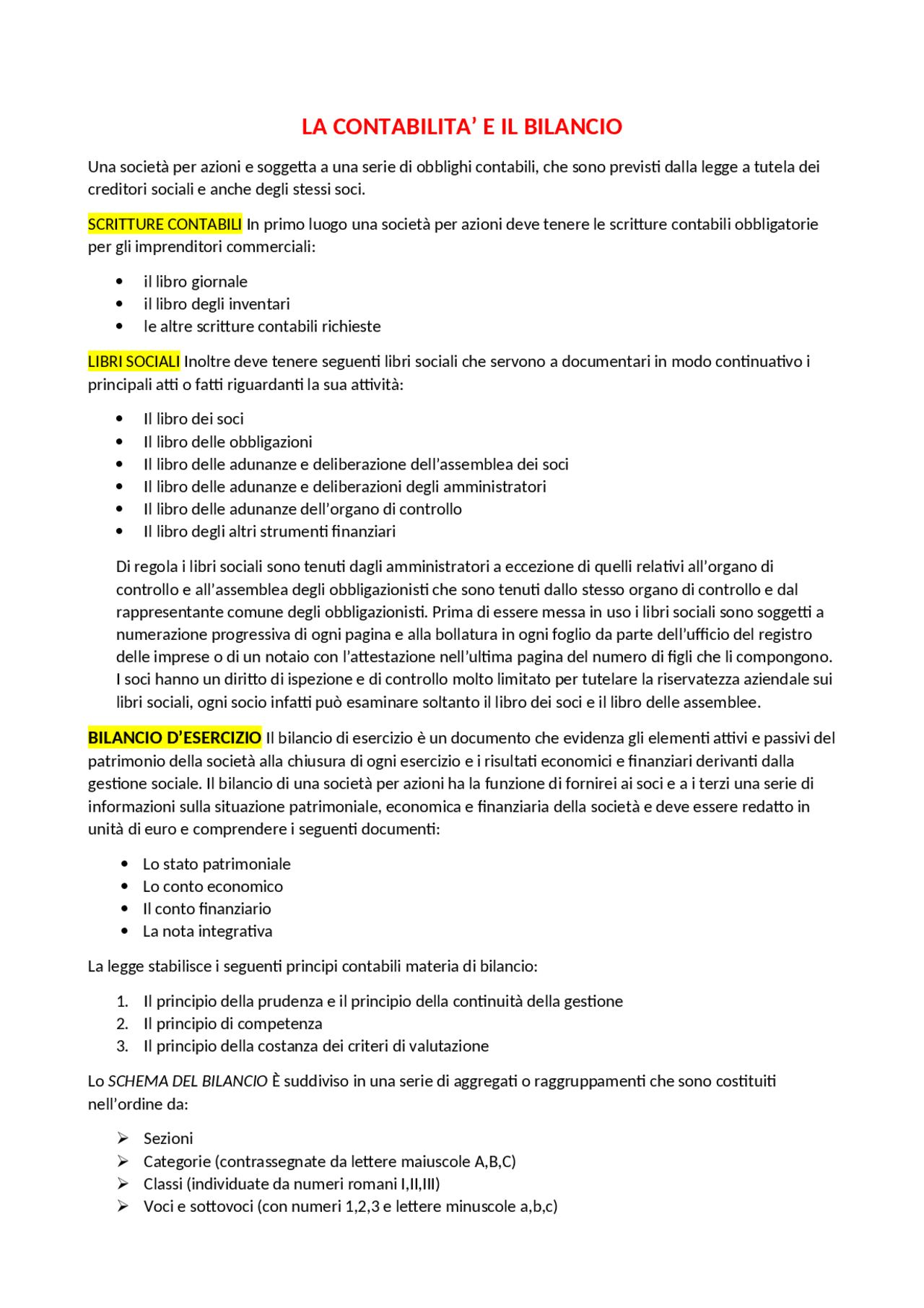 Contabilita E Bilancio Docsity
