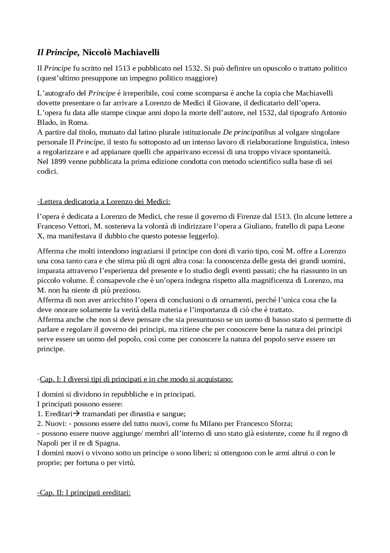 Il Principe Di Machiavelli Docsity