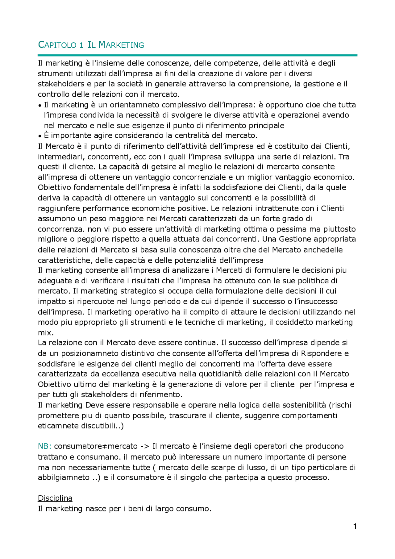 Marketing Parziale 1°semestre Covassi Docsity