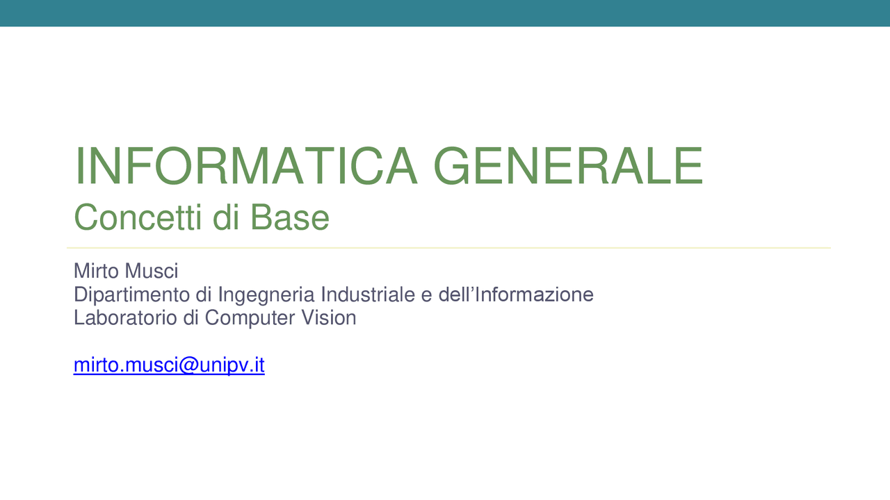 Corso Di Informatica Generale Per Infermieristica Docsity
