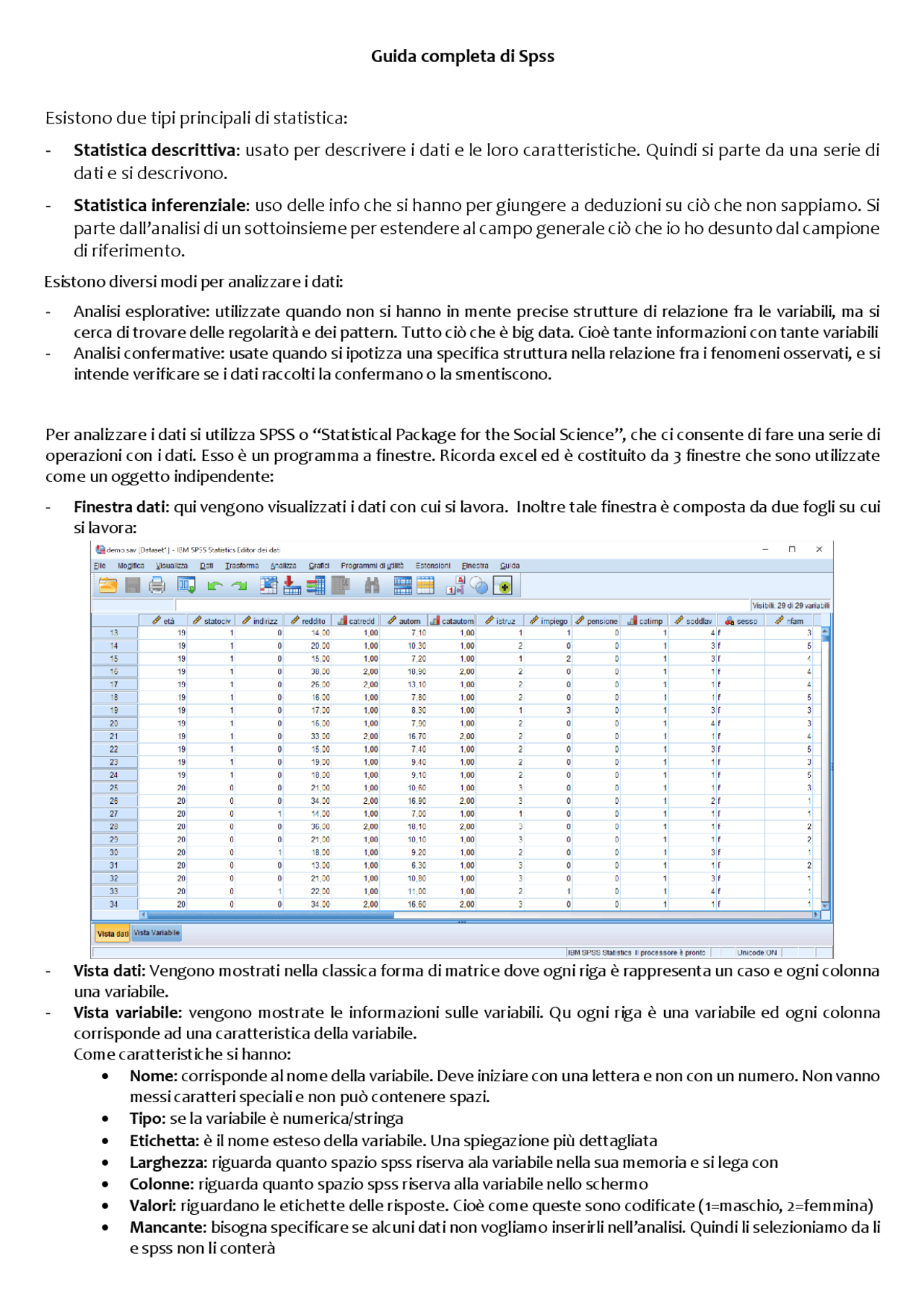 Guida completa di SPSS - Docsity