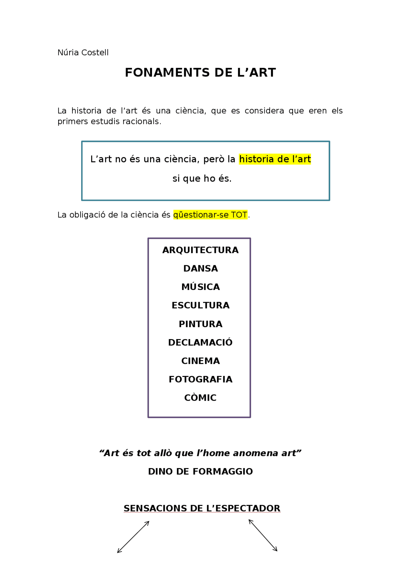 Apunts Fonaments De Les Arts 1ro De Bachillerato Docsity