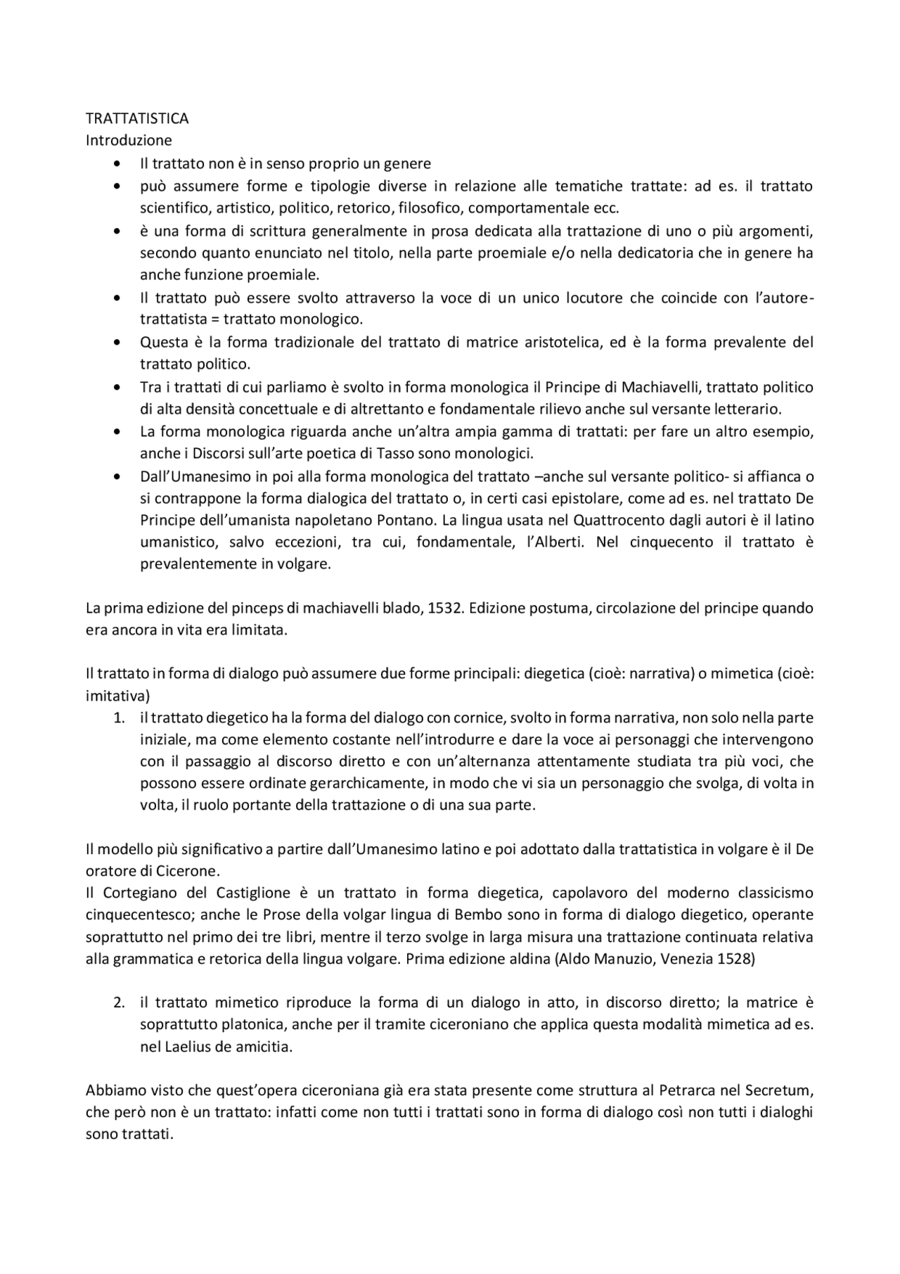 Il Genere Del Trattato E Il Principe Docsity