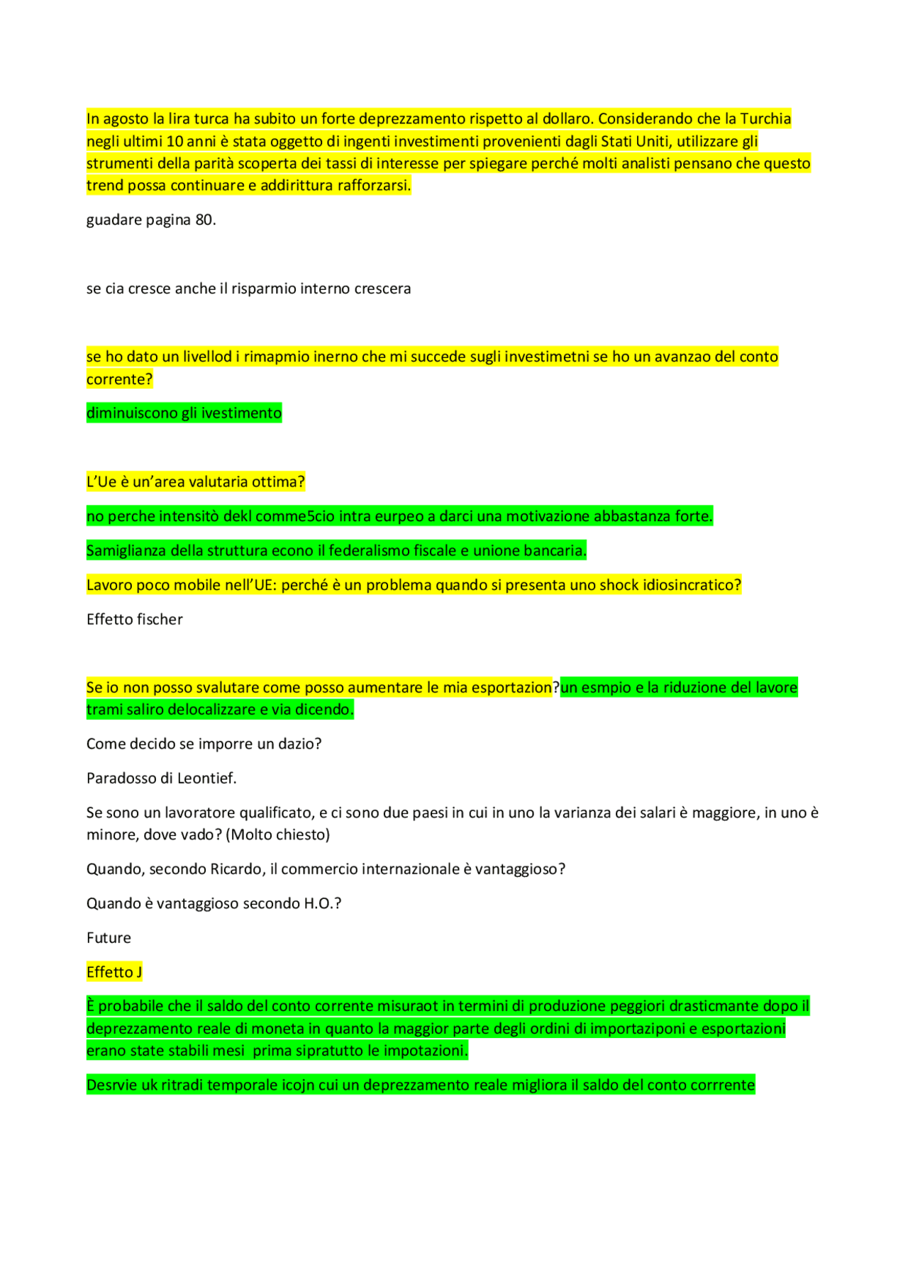 Economia Internazionale Docsity