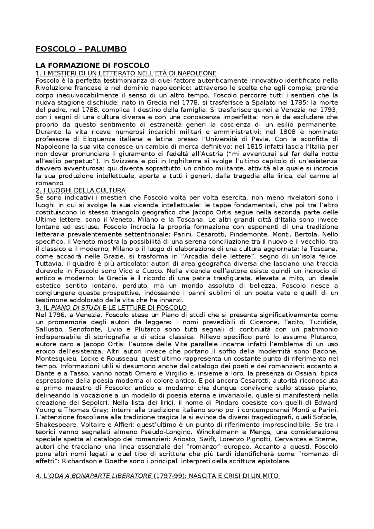 Foscolo Matteo Palumbo Docsity