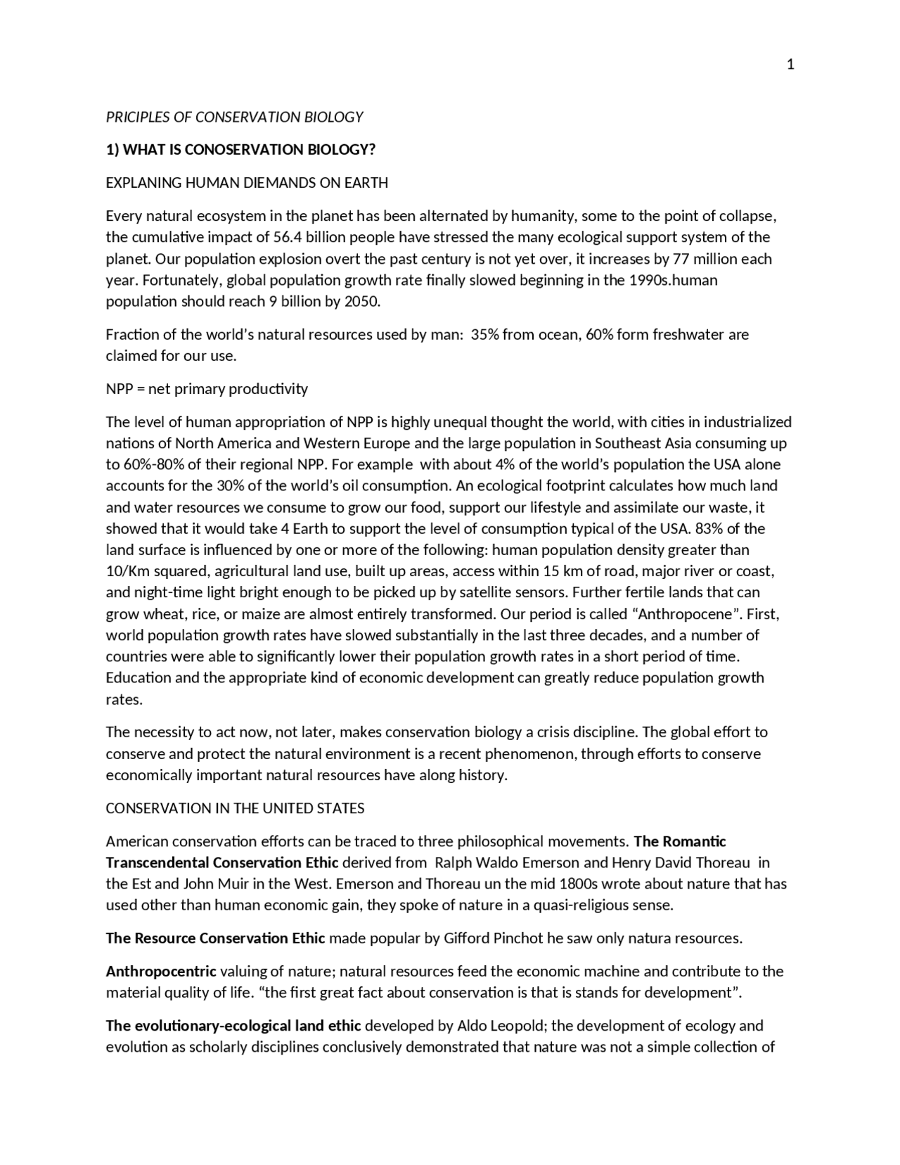 Principles of conservation biology - Docsity