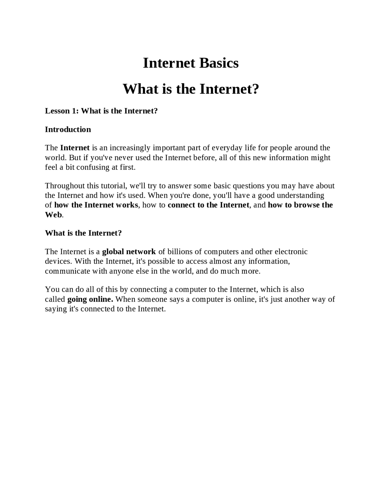Internet Basics What And How Docsity
