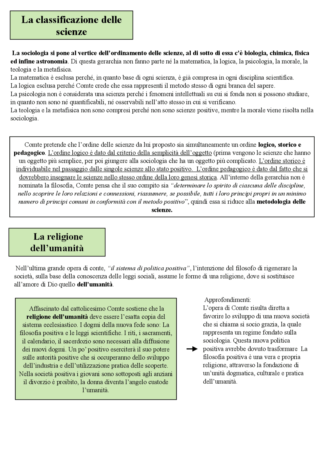 Comte E Il Positivismo Docsity