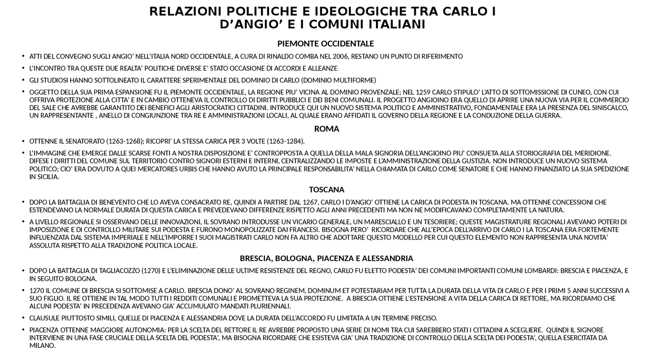 Riassunto Carlo I E I Comuni Docsity