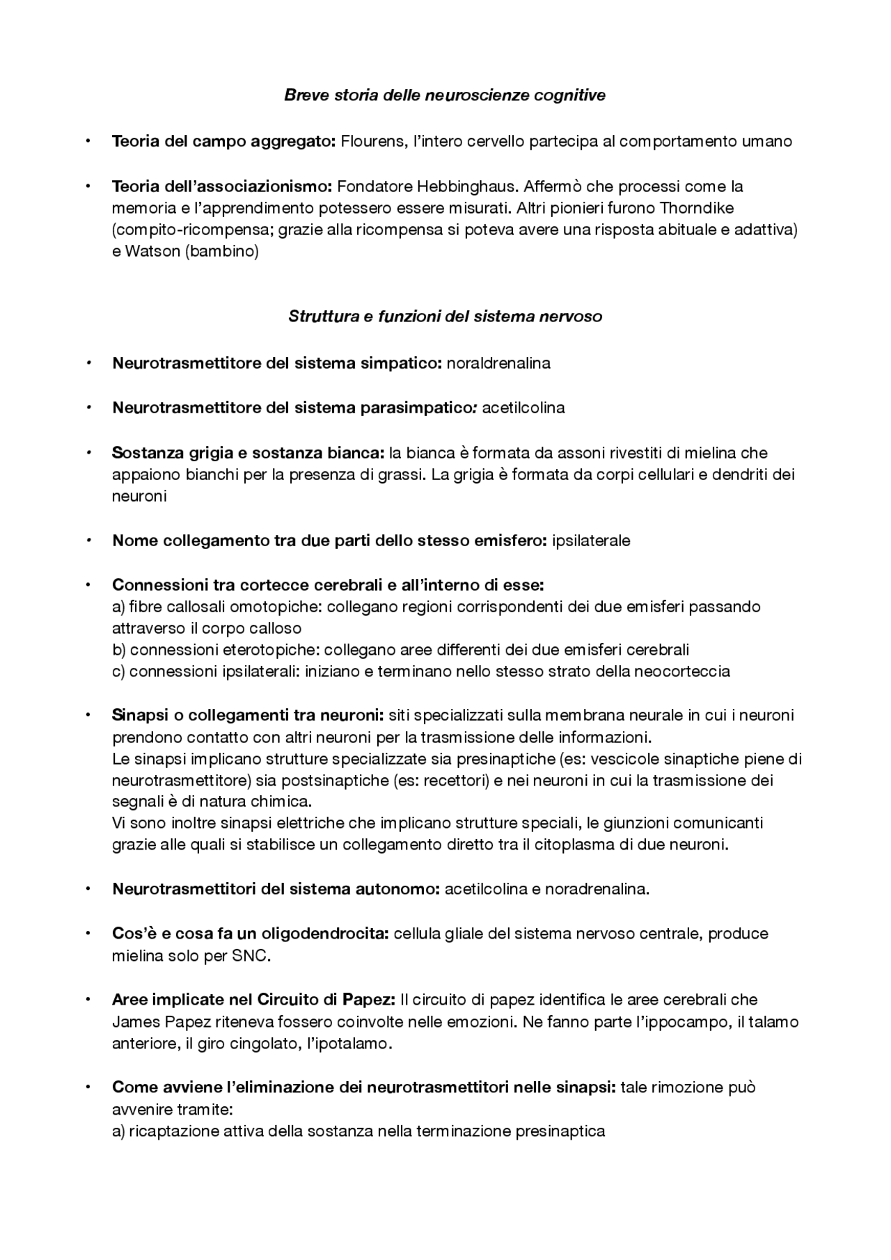 Domande Esame Riassunto Schematico Docsity