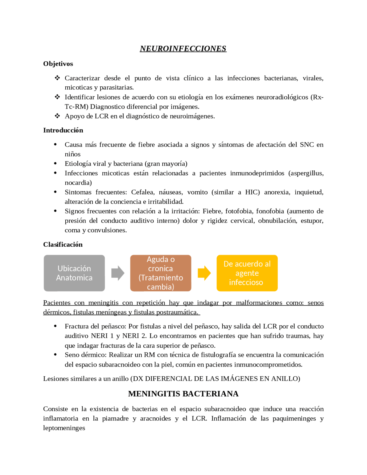 Resumen De Neuroinfecciones Docsity