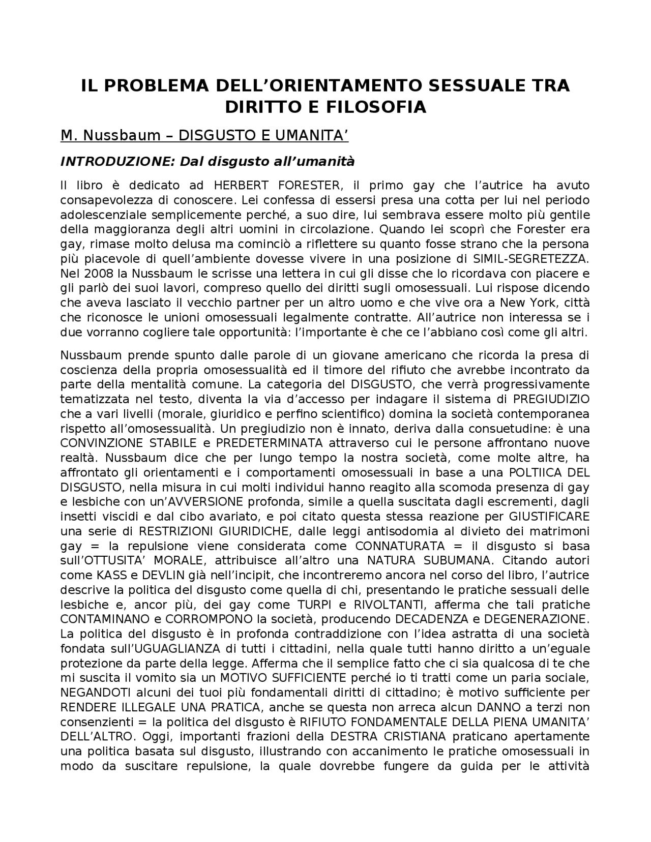 Riassunto Martha Nussbaum Disgusto E Umanità Docsity