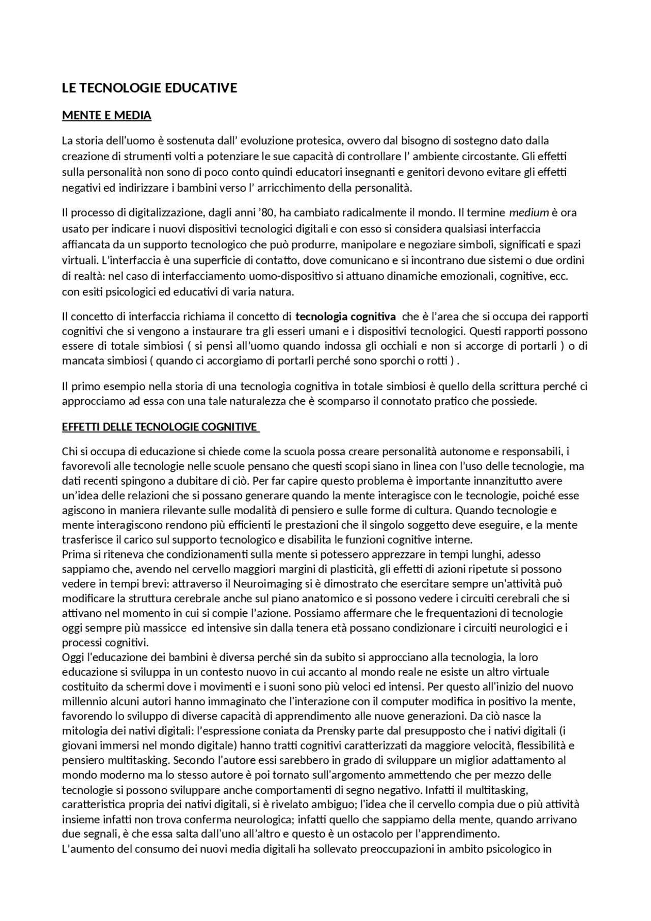 Riassunto Esame Tecnologie Educative Docsity