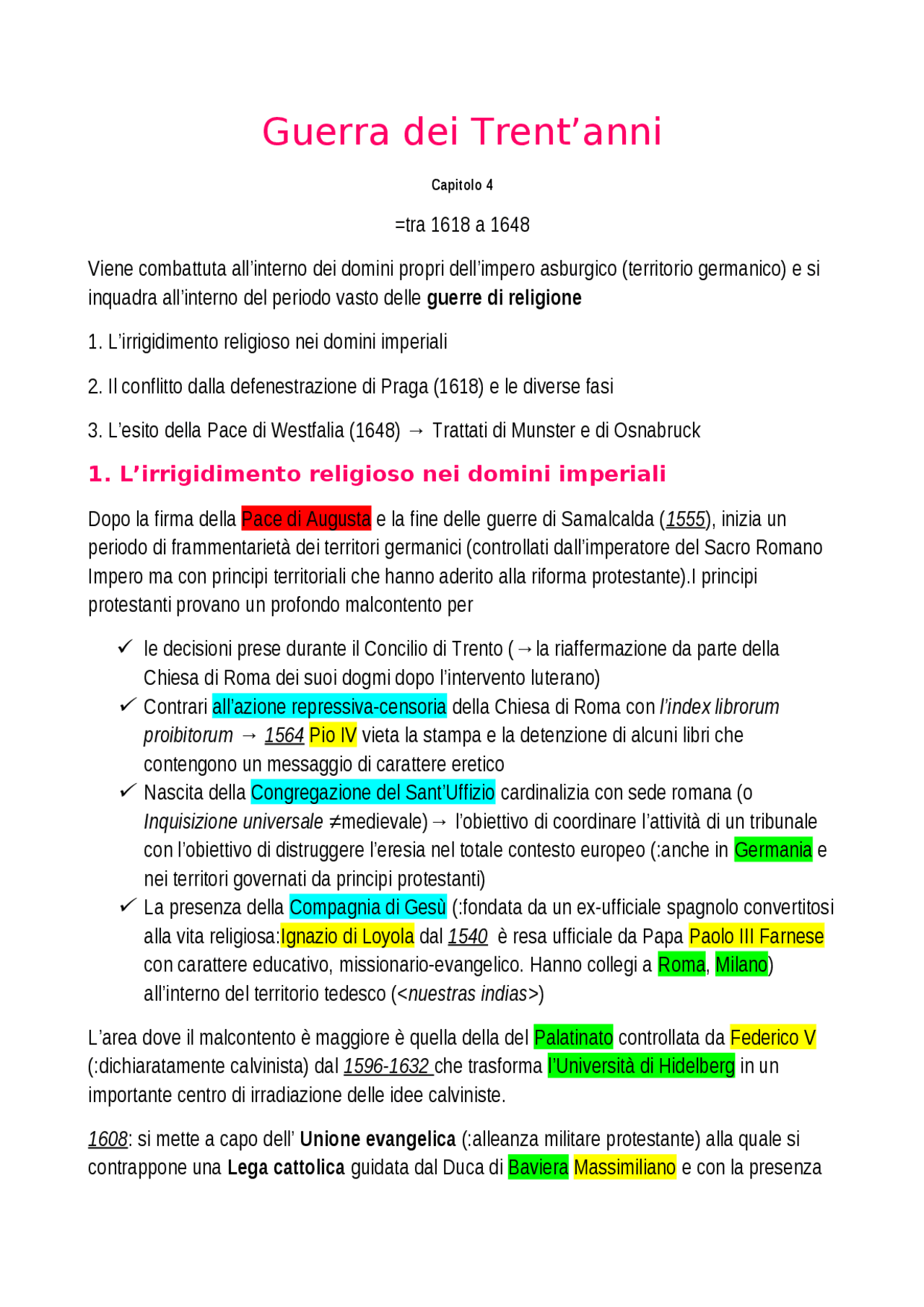 Riassunti Per Esame Di Storia Moderna Docsity