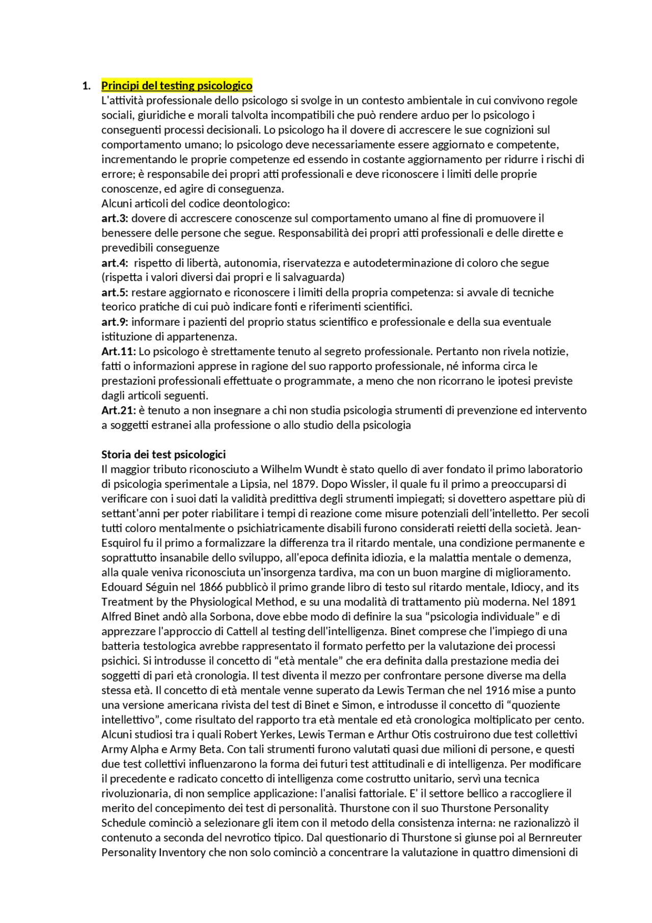 Teorie E Tecniche Dei Test Psicologici Docsity