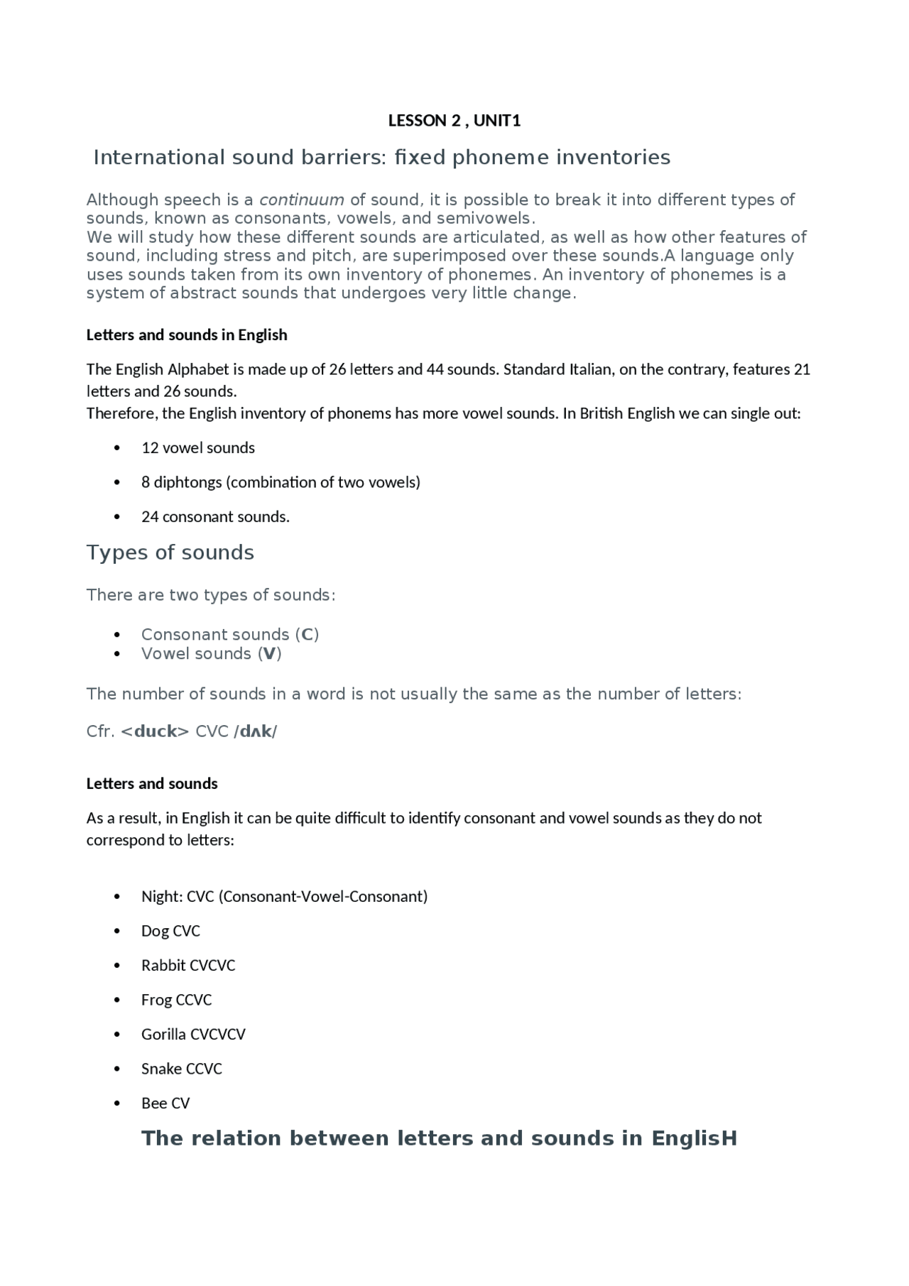 Fixed Phoneme Inventories Docsity
