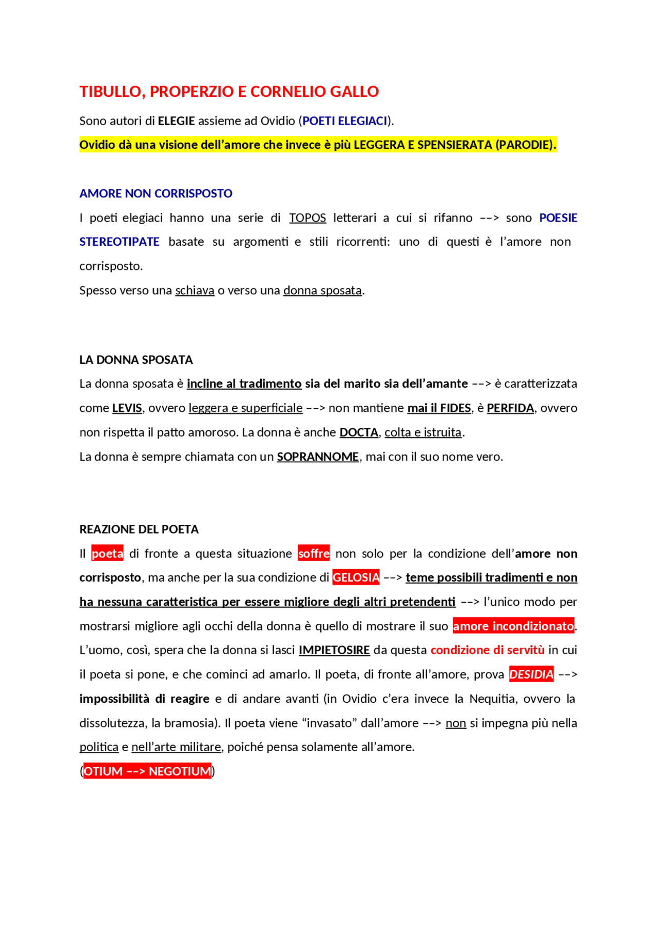 Letteratura latina - Tibullo, Properzio e Cornelio Gallo - Docsity