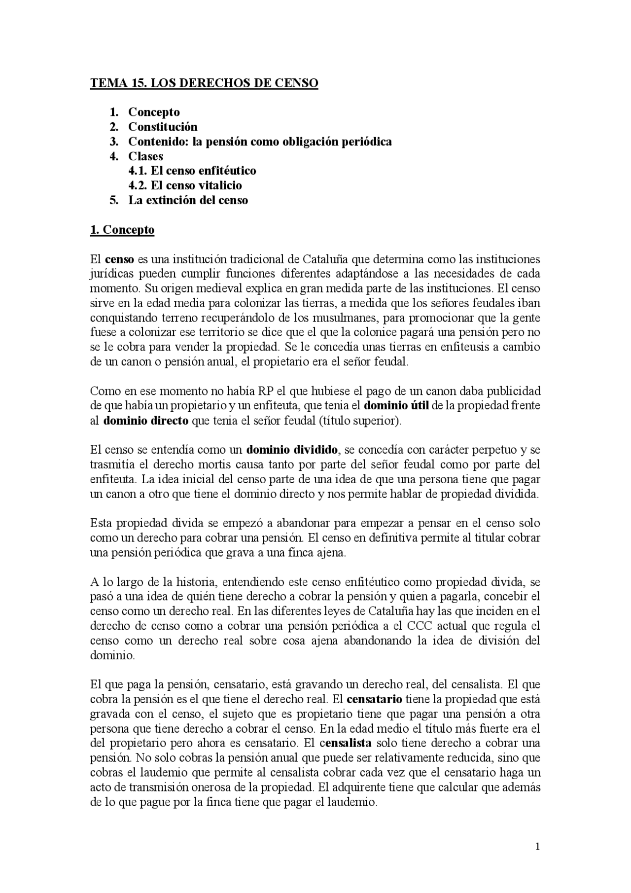 TEMA 15. EL DERECHO DE CENSO - Docsity
