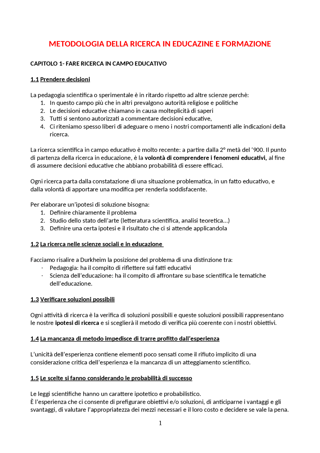 Metodologia Della Ricerca In Educazione E Formazione Docsity