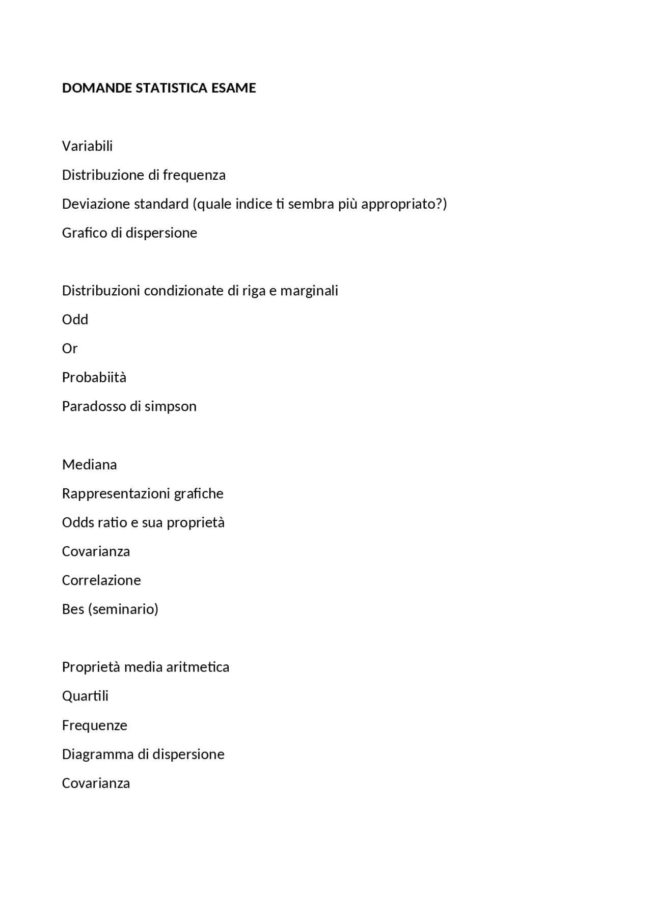 Domande Desame In Statistica Sociale Docsity