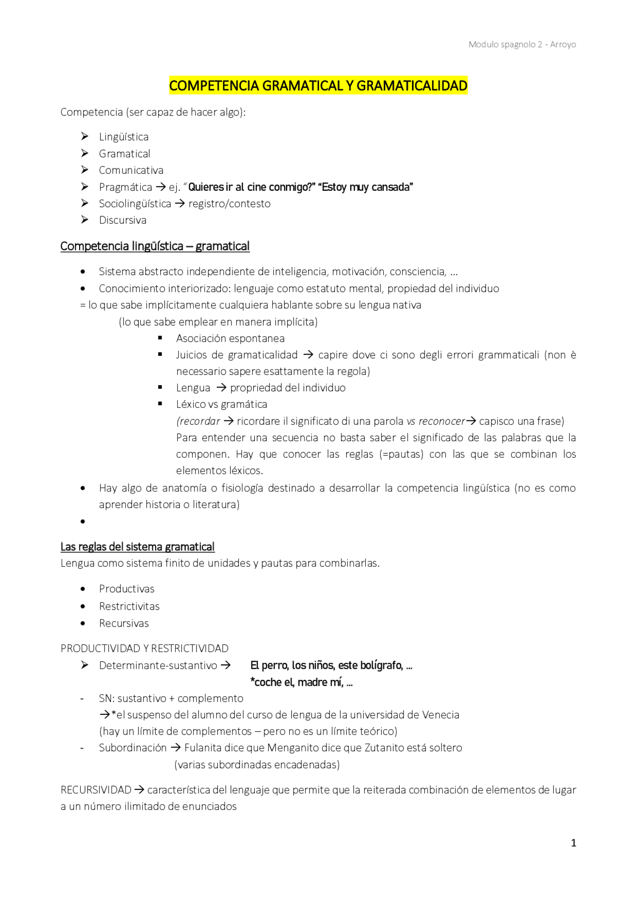 Modulo Spagnolo 2 Arroyo Unive Docsity
