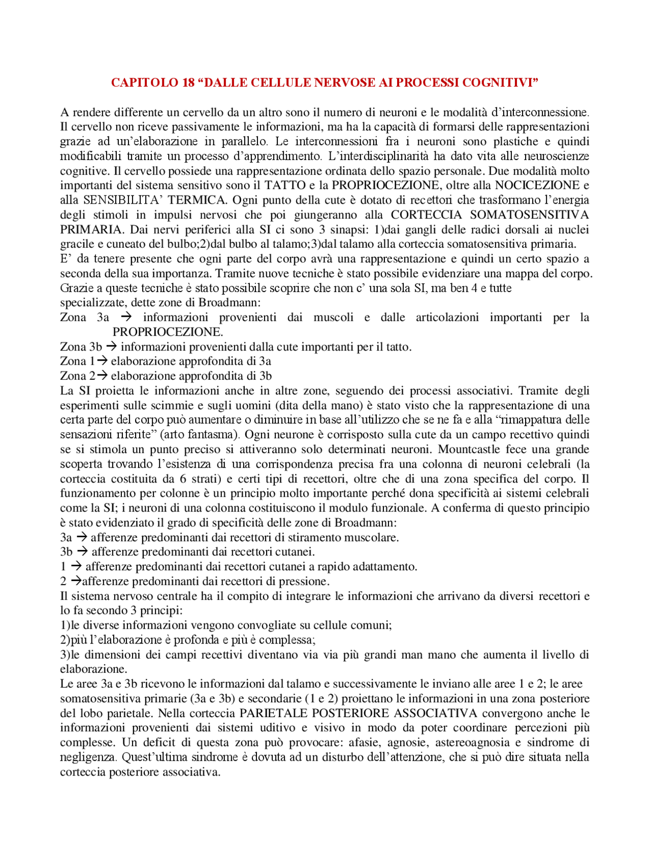 Appunti Principi Di Neuroscienze Docsity