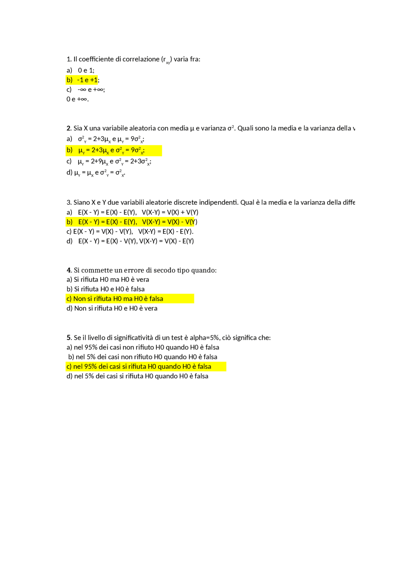 Statistica Primo Anno Docsity