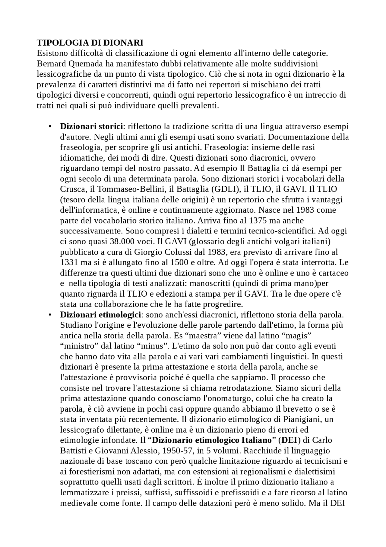 Tipologia Di Dizionari Docsity
