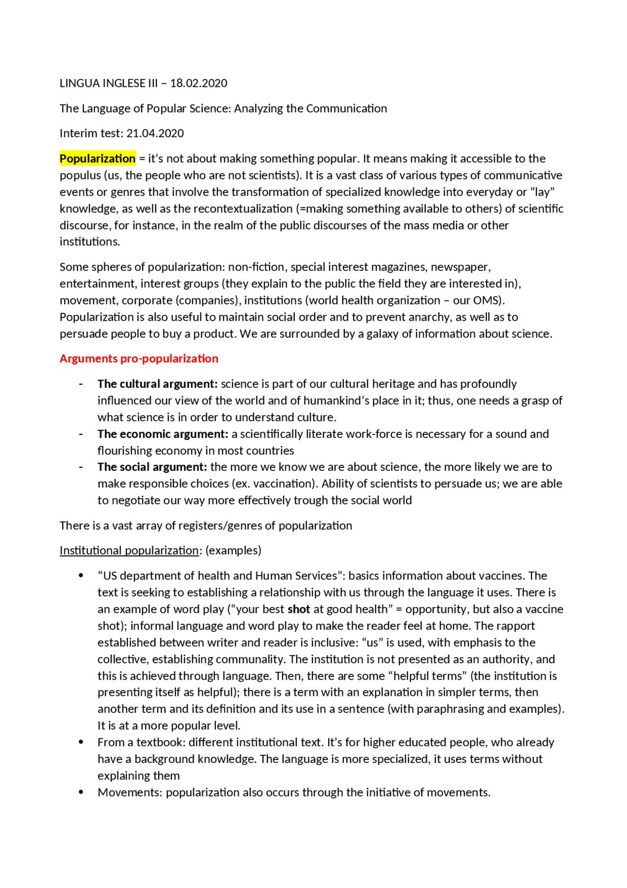 Lingua Inglese Iii Appunti Docsity