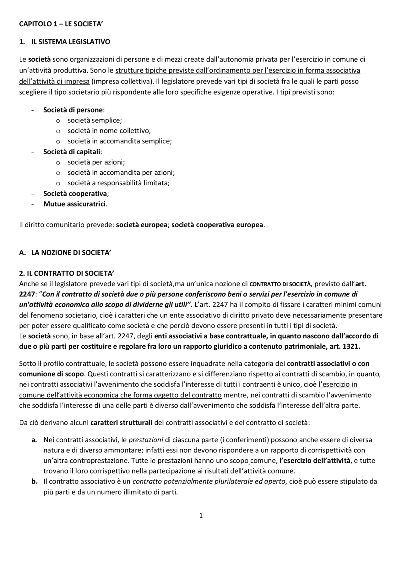 Le Società Diritto Commerciale Docsity