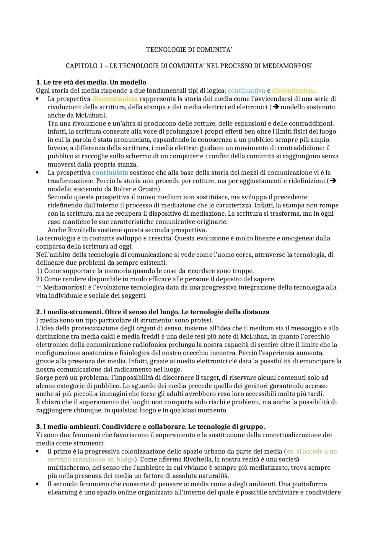 Tecnologie Di Comunità Docsity