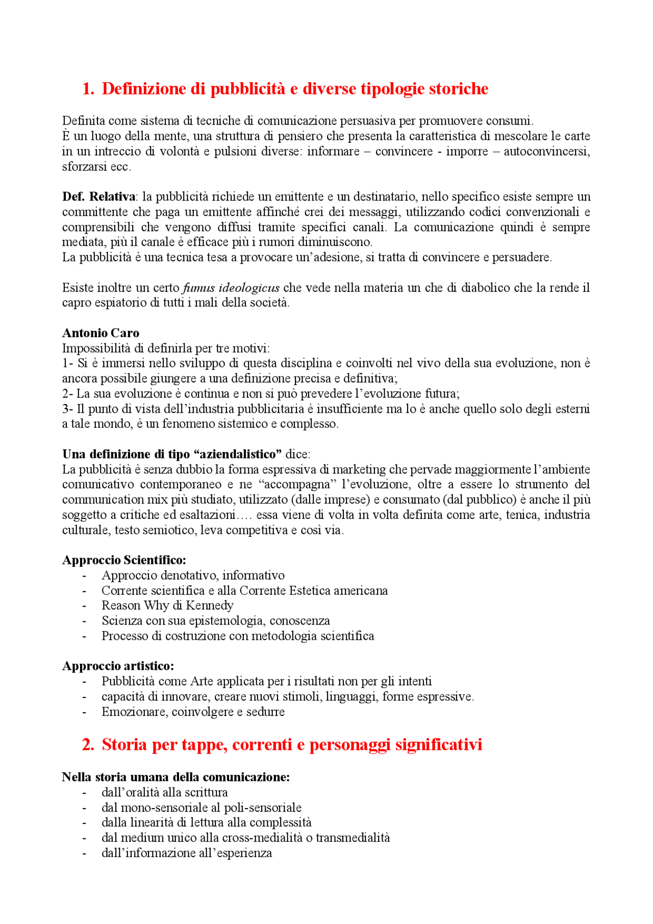 Appunti Storia E Tecniche Della Pubblicità Docsity