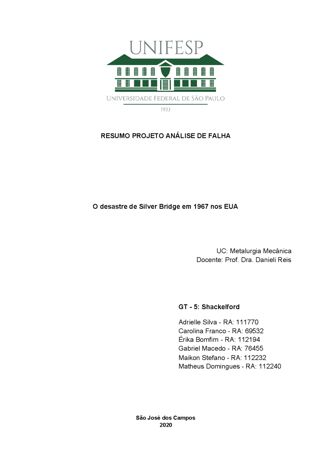 Resumo do projeto final - Docsity