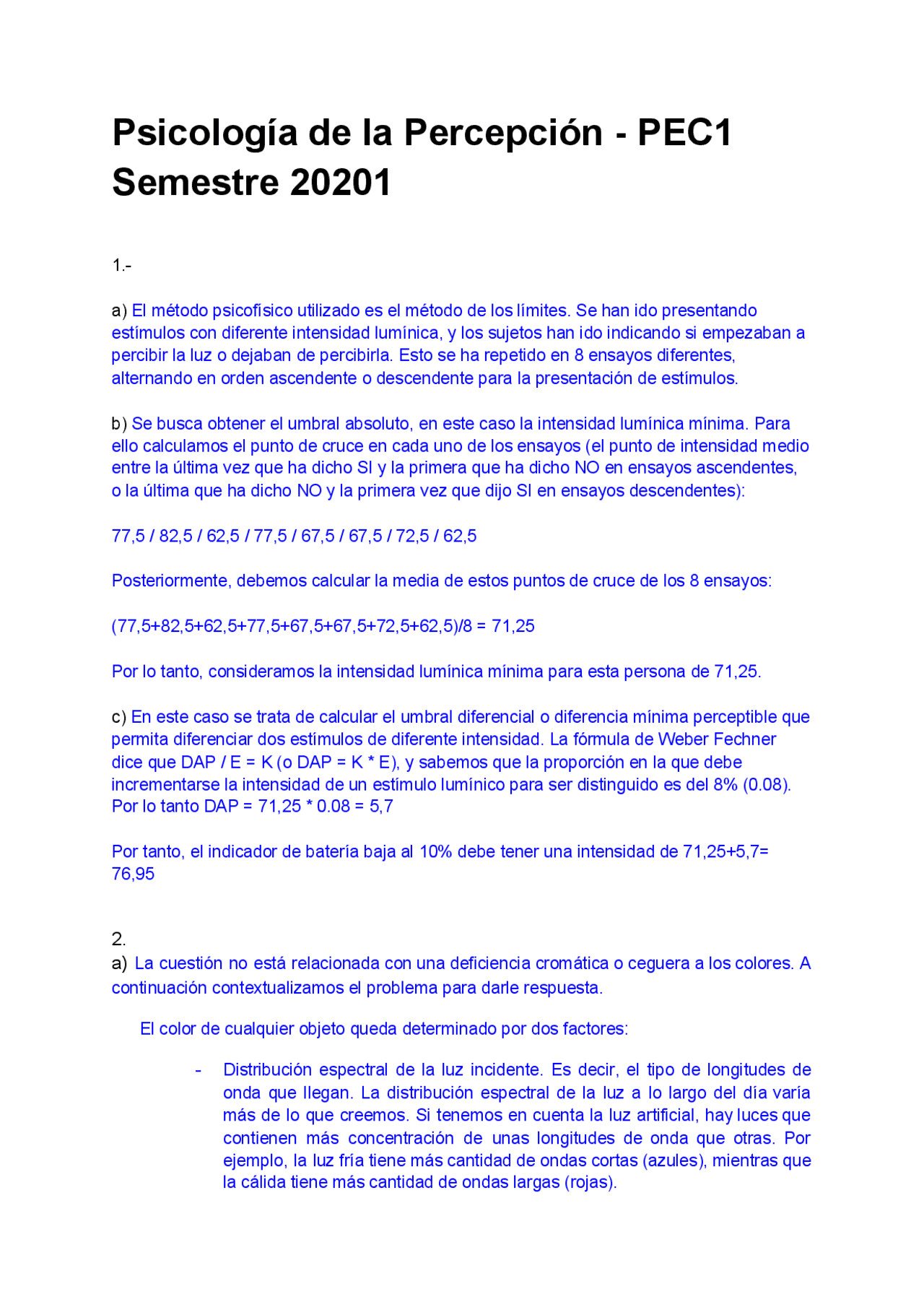 Solución De La Pec 1 Psicologia De La Percepcion Docsity