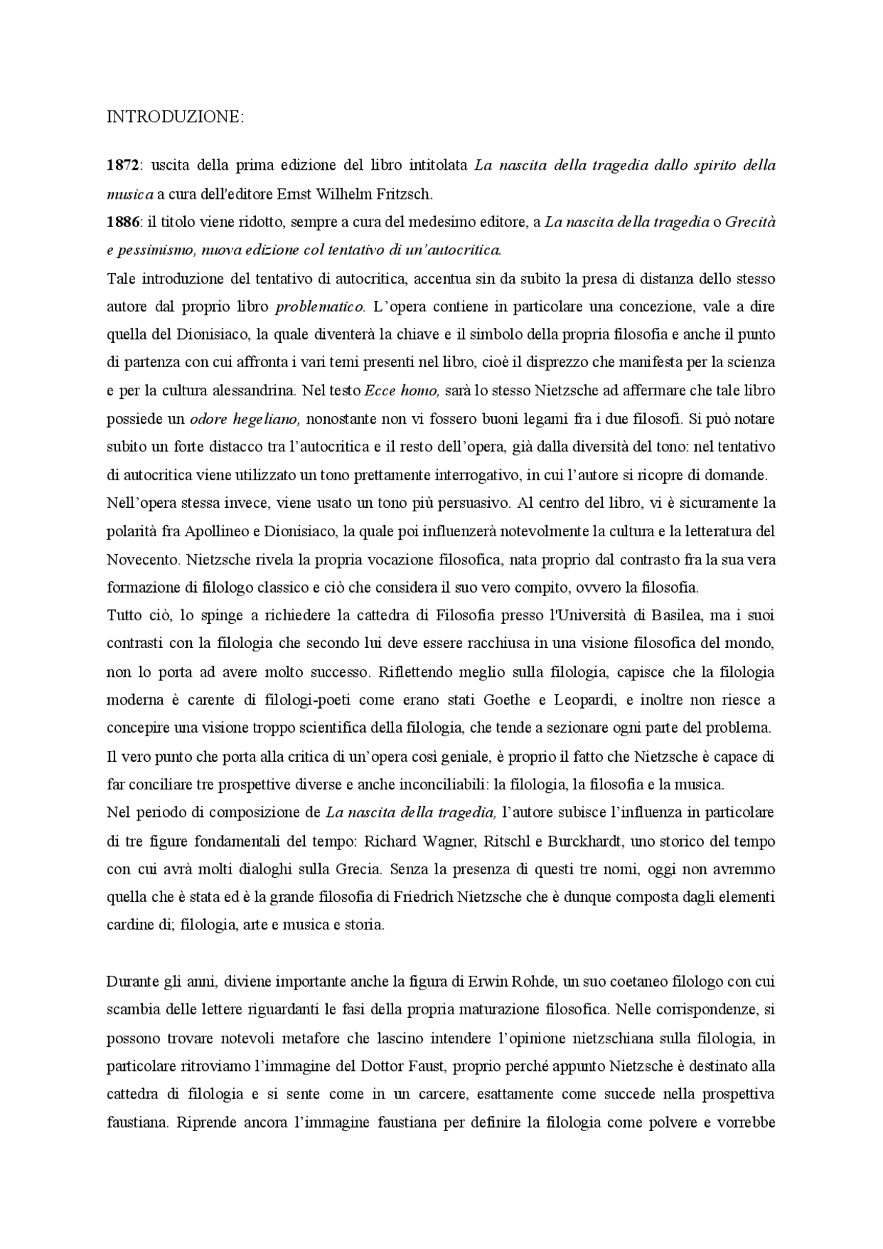 Nascita Della Tragedia Docsity